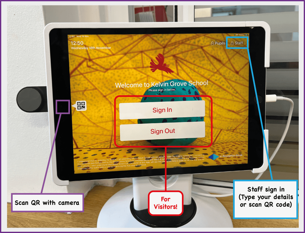 Signing in and out of the building – Kelvin Grove School